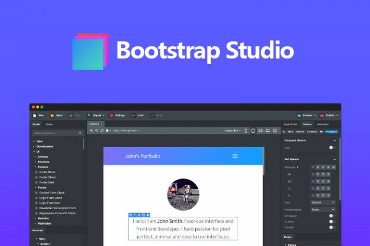 Bootstrap Studio Professional v6.7.3 响应式网页设计工具 - 腾龙工作室