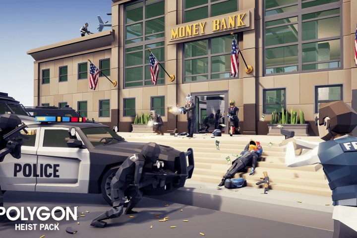Synty Studios POLYGON Heist Pack - 低多边形风格城市枪械人物场景UE4资产包 - 腾龙工作室